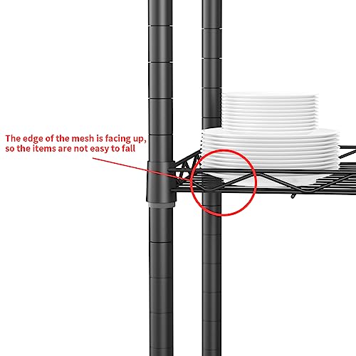 SINGAYE 6-Shelf Storage Shelf Wire Shelving Unit Metal Shelves Unit Storage Adjustable, Standing Shelf Units with PP Liner 21.25" W X 11.41D X 69 "H (Black)