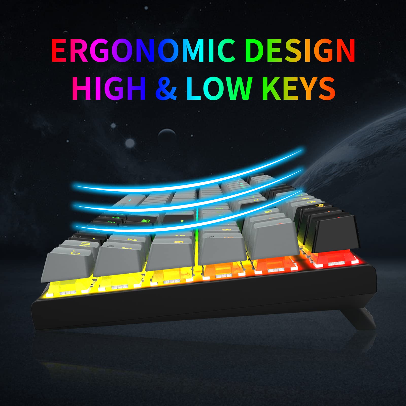 HUO JI E-YOOSO Z-19 Mechanical Gaming Keyboard with Number Pad, True RGB Backlit, 5 Pin Hot Swappable Brown Switches, Pro Software Supported, Wired Compact 94 Keys for PC/Computer, Black Grey
