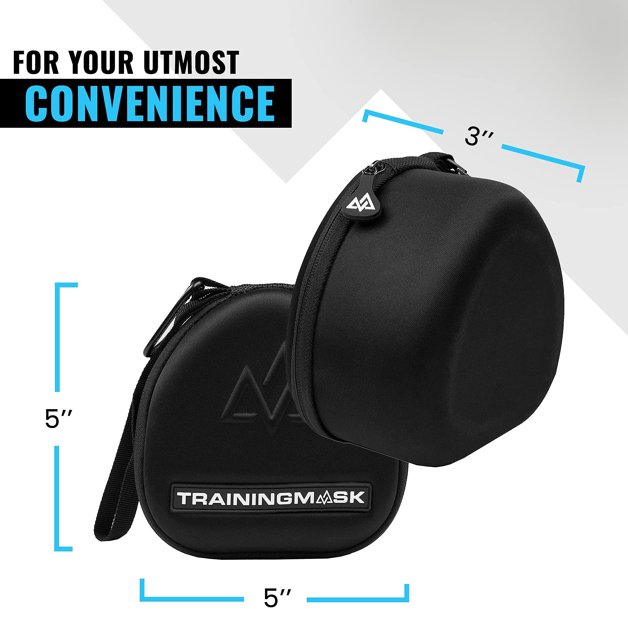 Training Mask Hard Carry Case with Quick Zip Pouch - Internal Soft Webbing for Any Workout, Cardio and Endurance, Fitness, Breathing Resistance, Running (Black)