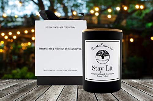 Stay Lit - Citrus & Champagne Scent, Natural Soy Wax Candle, Funny Witty Gift Box for Women Girlfriend Men, Luxury Long Lasting, Aromatherapy, Gag, Joke, Hostess, New Home, House Warming Present, 9 oz