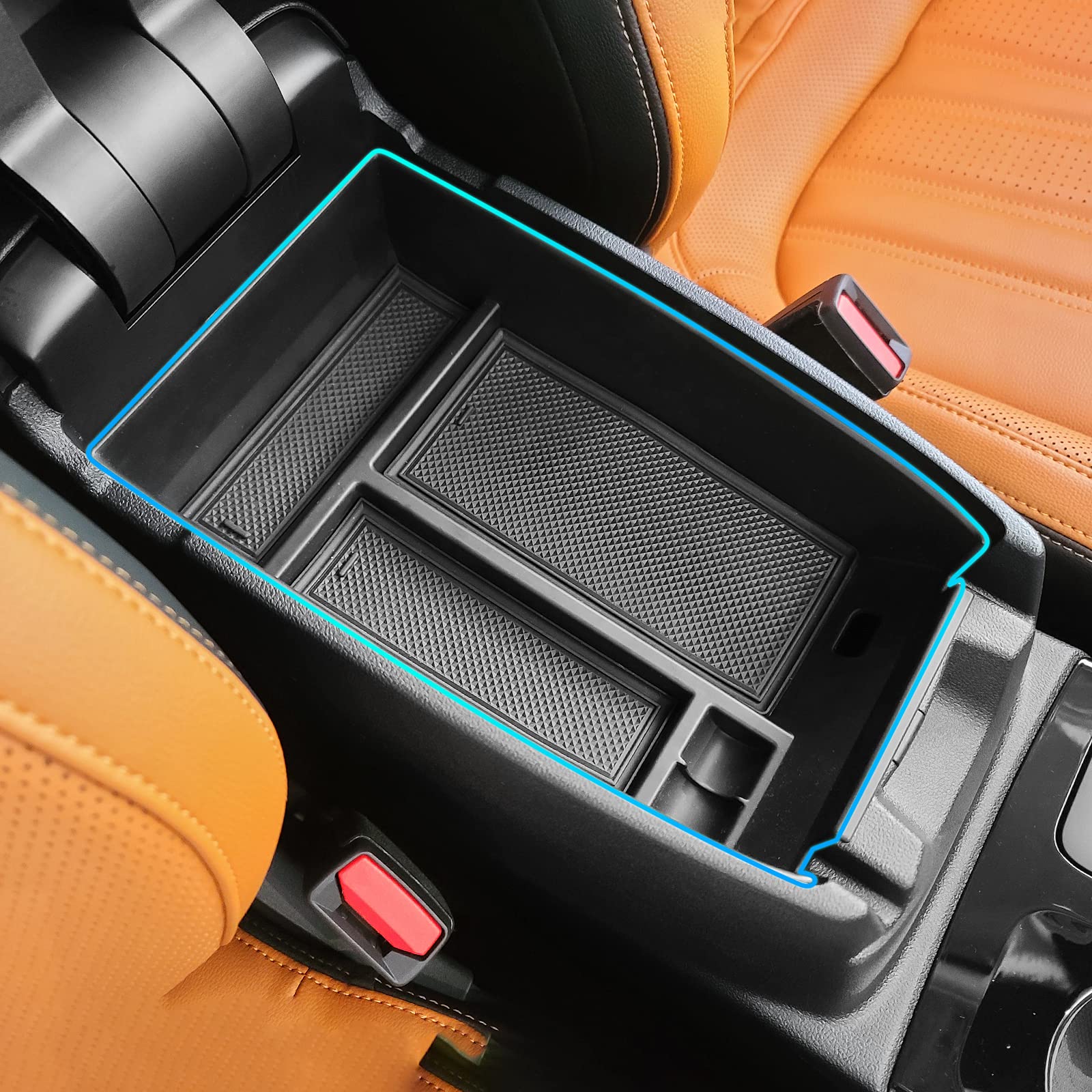 Bomely Center Console Organizer Compatible with Ford Escape 2020-2023 Bronco Sport Central Console Storage Box Armrest Insert Tray Accessories (ABS Silica Gel)