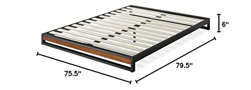 ZINUS GOOD DESIGN Award Winner Suzanne 6 Inch Bamboo and Metal Platforma Bed Frame / No Box Spring Needed / Wood Slat Support, Chestnut Brown, King
