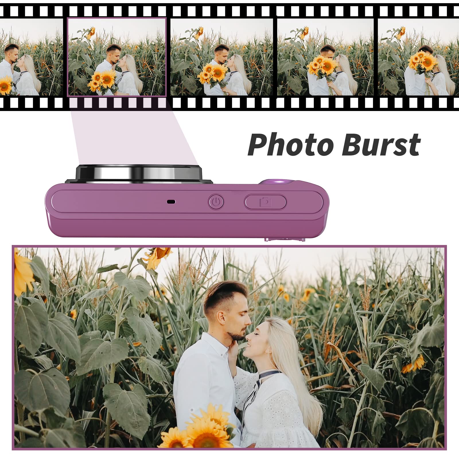Saneen Digital Camera, 4K Cameras for Photography & YouTube, 48MP Small Compact Digital Camera for Teens, Kids,Elder,Beginners,16X Digital Zoom,with 32GB SD Card - Pink
