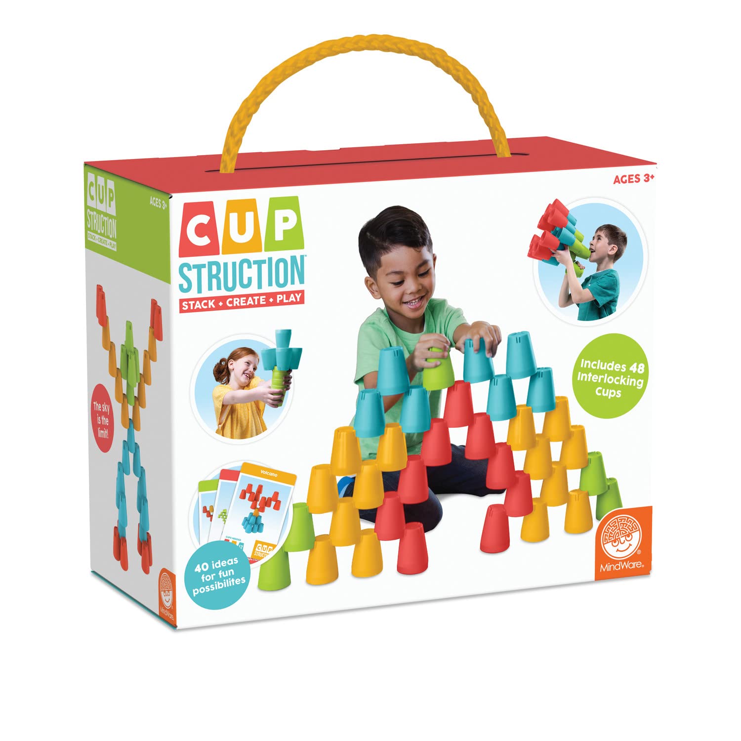 MindWare CupStruction β Interlocking Building & Stacking Toy for Kids Ages 3 & Up β Boosts Fine Motor Skills and Hand-Eye Coordination