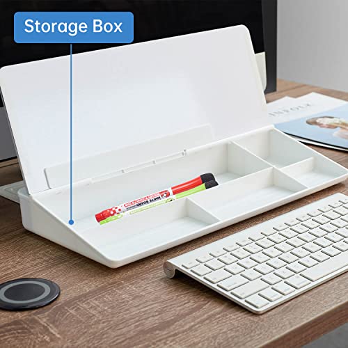 Small Glass Desktop Whiteboard Dry-Erase-Board - Computer Keyboard Stand White Board Surface Pad with Drawer, Desk Organizers with Accessories for Office, Home, School Supplies