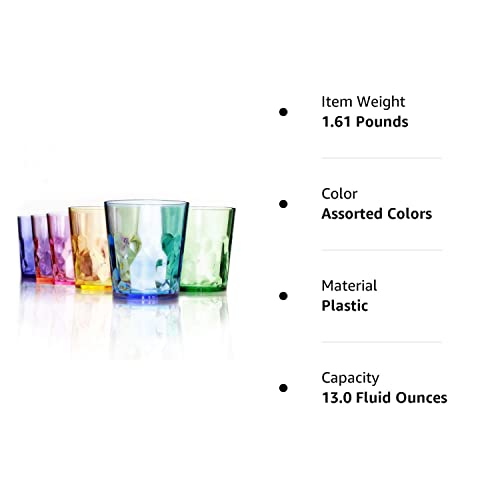 SCANDINOVIA - 13 oz Unbreakable Premium Drinking Glasses - Set of 6 - Tritan Plastic Tumbler Cups Reusable - Perfect for Gifts - BPA Free - Dishwasher Safe - Stackable