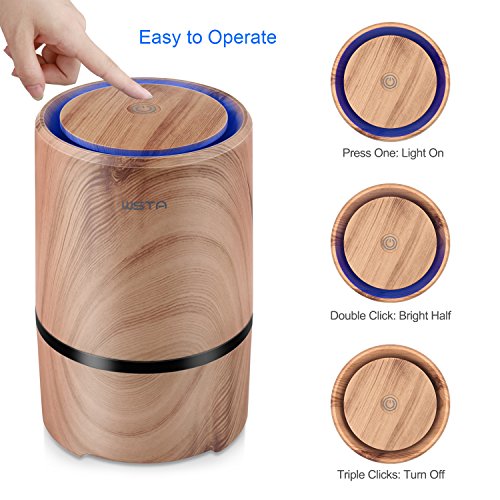 WSTA Air Purifier with Hepa Filter,Portable Small Air Purifiers for Home,Smokers,Smoke,Dust,Desktop Air Cleaner with Night Light
