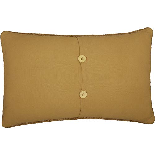 VHC Brands Heritage Farms Sheep and Star Hooked Graphic/Print Textured Wool Primitive Bedding Hand Sewn 22x14 Filled Pillow, 1 Count (Pack of 1), Mustard Tan