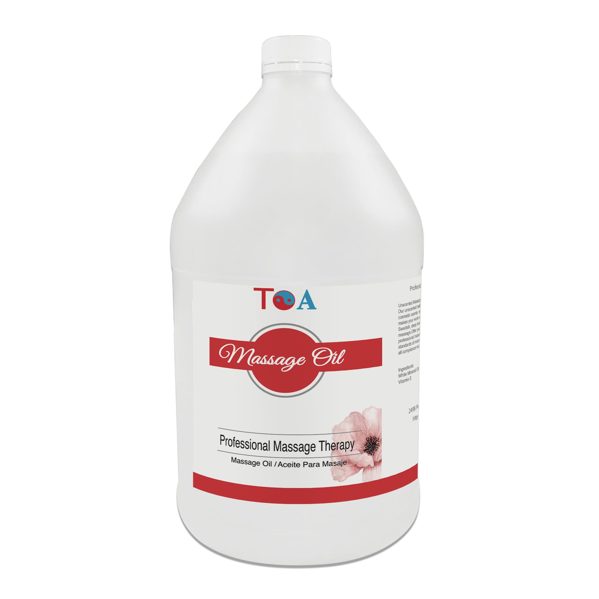 TOA Soothing Hydrating Natural Body Spa Massage Mineral Oil for Professional Massage Therapists Unscented Bottle, 1 gal