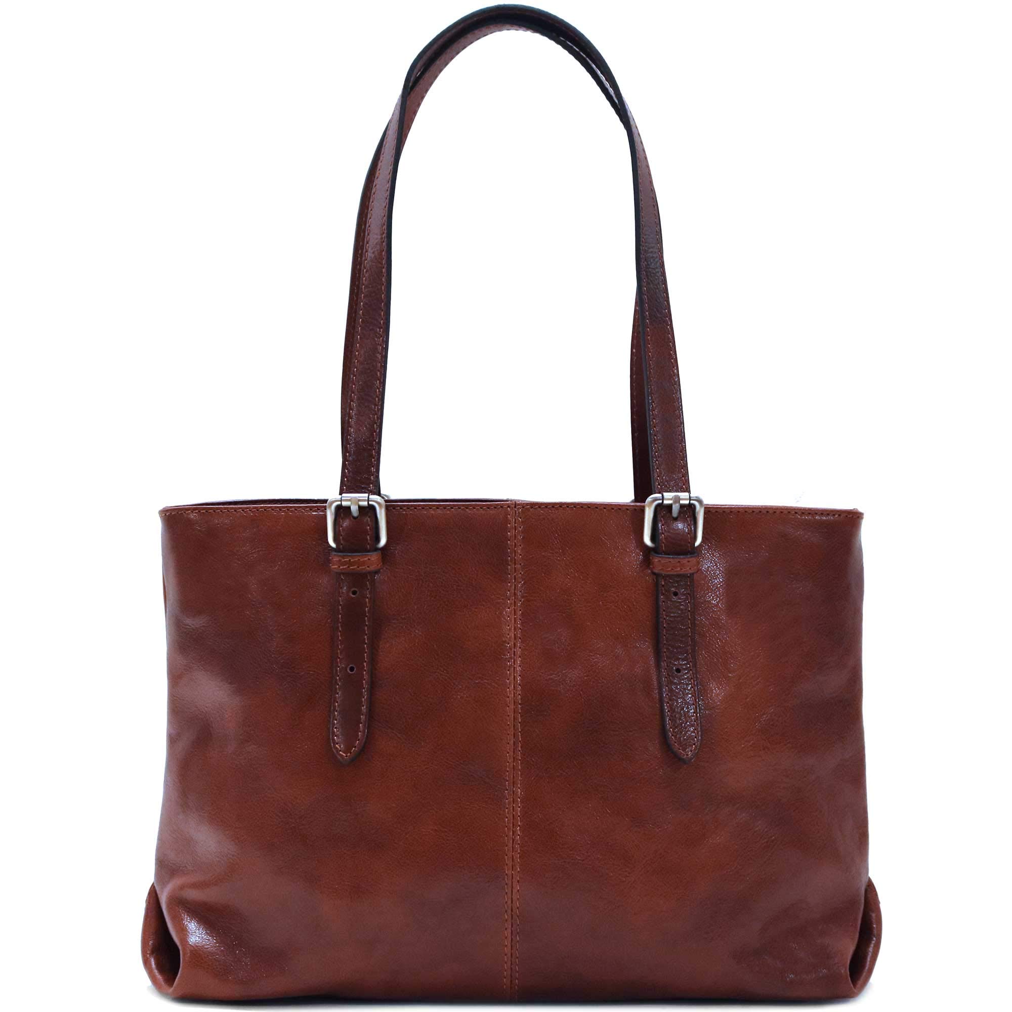Floto Venezia Italian Leather Shopping Tote Bag Shoulder Bag Women's (Vecchio Brown)
