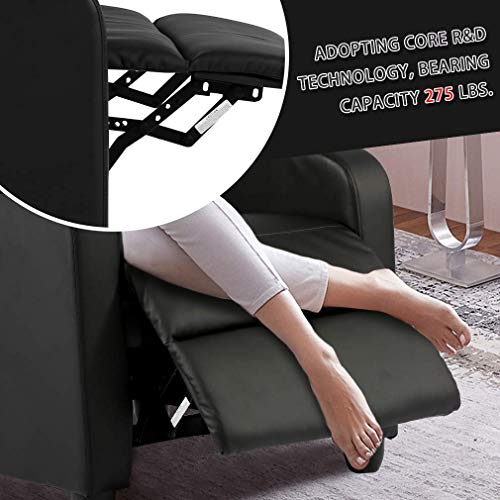 Recliner Chair for Living Room Massage Recliner Sofa Reading Chair Winback Single Sofa Home Theater Seating Modern Reclining Chair Easy Lounge with PU Leather Padded Seat Backrest (Black)