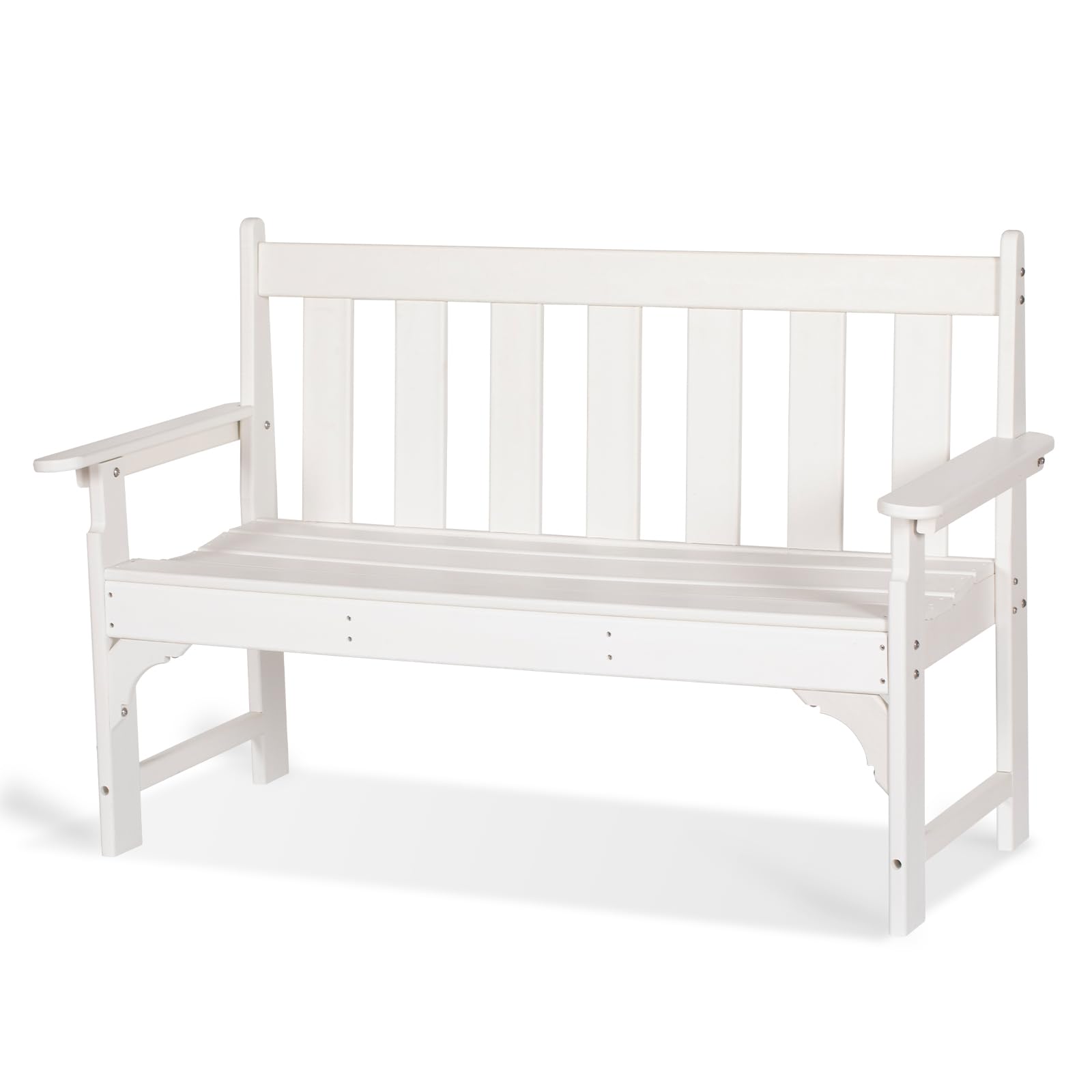 nalone Outdoor Bench, HDPE All Weather Patio Bench Load up to 800 Lbs, 2-Person Garden Bench Rot-Proof Fade Proof for Patio, Porch, and Park (White)