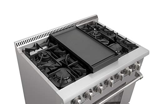 Thor Kitchen Cast Iron Griddle Pan Stovetop Double Burner, for Model HRG Gas Range Model HRT Rangetop, 22.6" x 11.1",Black,RG1032