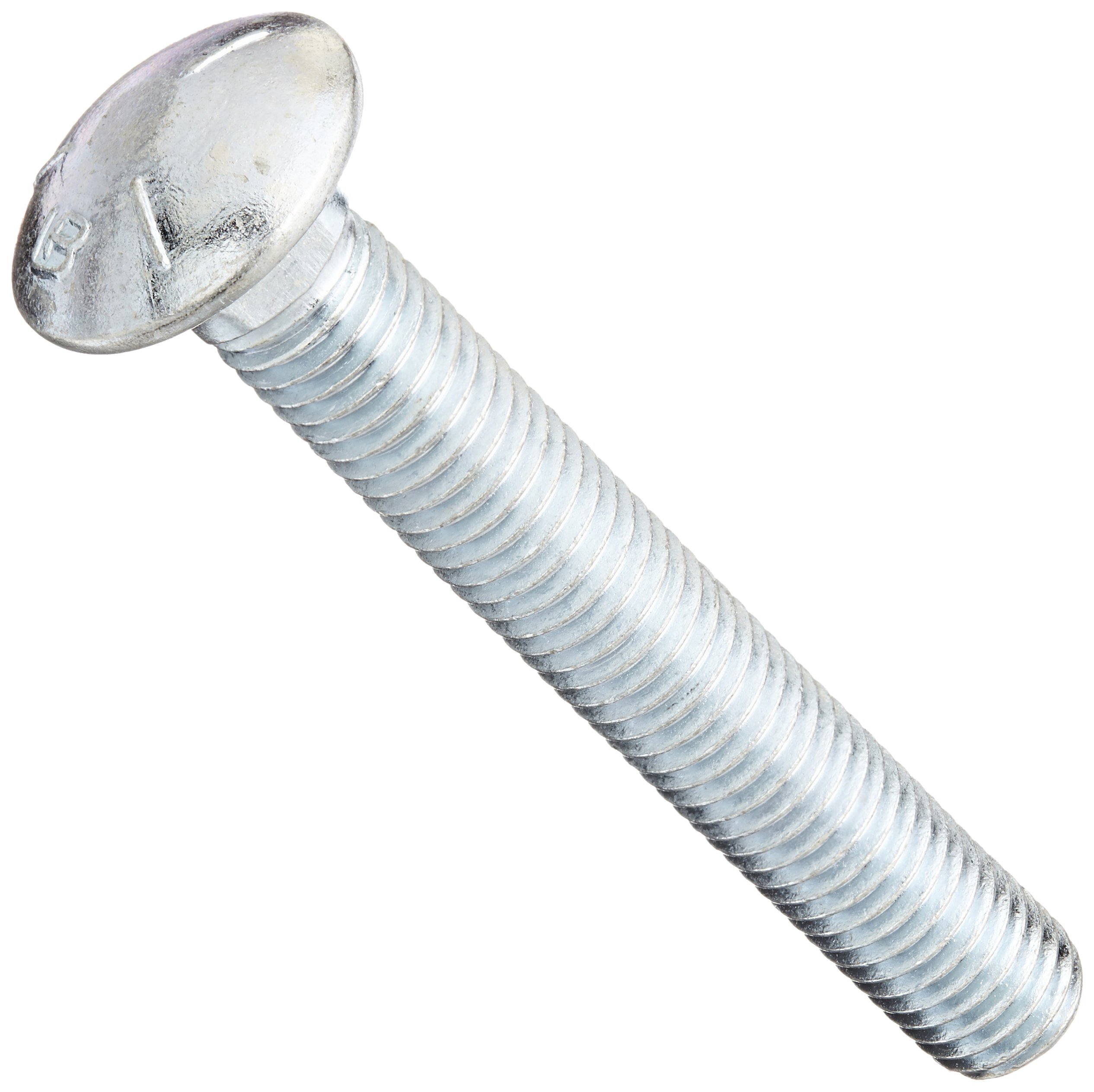 Steel Carriage Bolt, Grade 5, Zinc Plated Finish, Square Neck, Round Head, Meets ASME B18.5/SAE J429, 1-3/4" Length, Fully Threaded, 1/2"-13 UNC Threads (Pack of 10)
