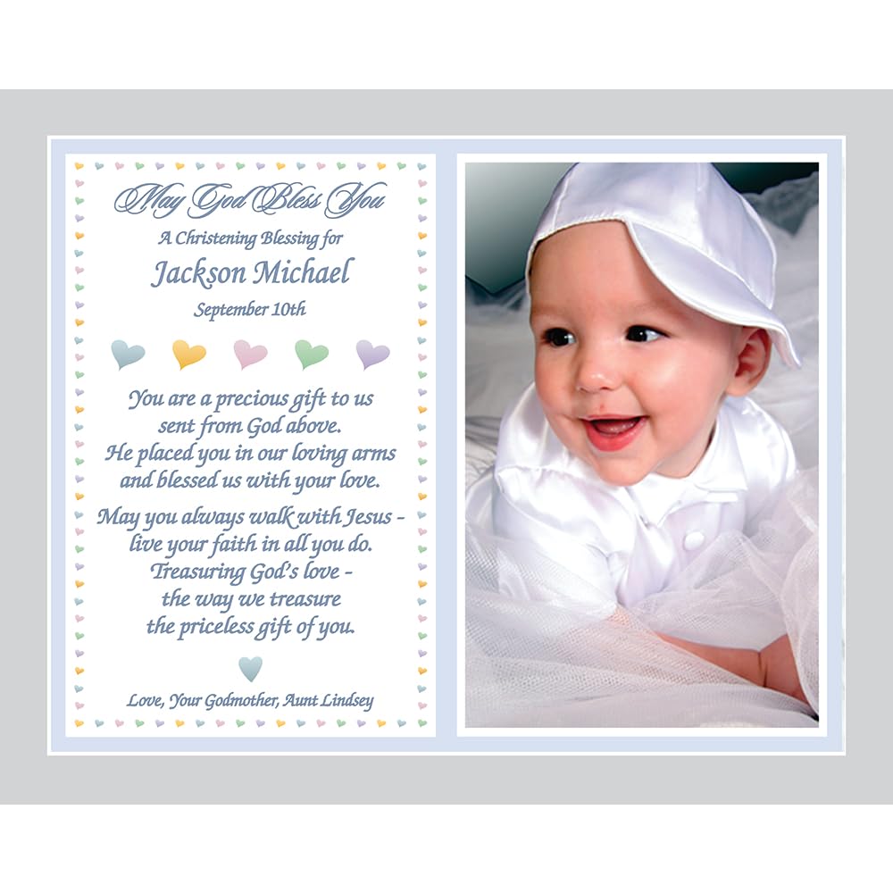 Poetry Gifts Baptism, Christening or Dedication Blessing for Baby Boy Personalized with Name and Photo, 8x10 Inch Custom Print