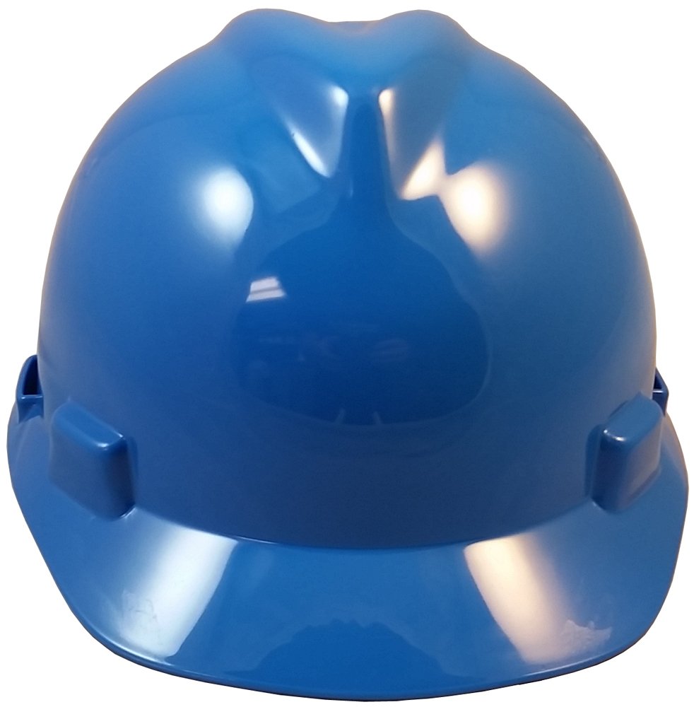 MSA V Cap Style Hard Hats with Lightweight Staz-On Suspension with Tote Bag - Blue