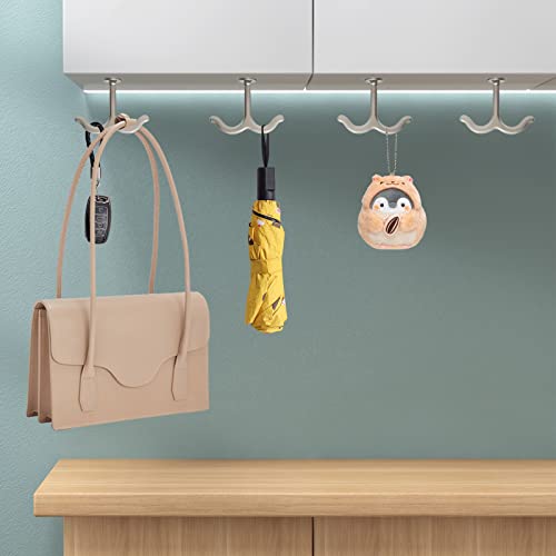 RFORPLY Zinc Alloy Double Prong Ceiling Hook Towel/Robe Clothes Hook for Closet Top Bathroom Kitchen Cabinet Garage (Pack of 6)