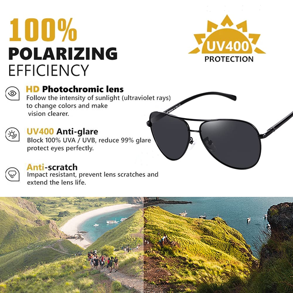 NOSKIN Classic Aviator Al-Mg Lightweight Polarized Sunglasses for Men Women Vintage UV protection Retro Shades With Leather Case