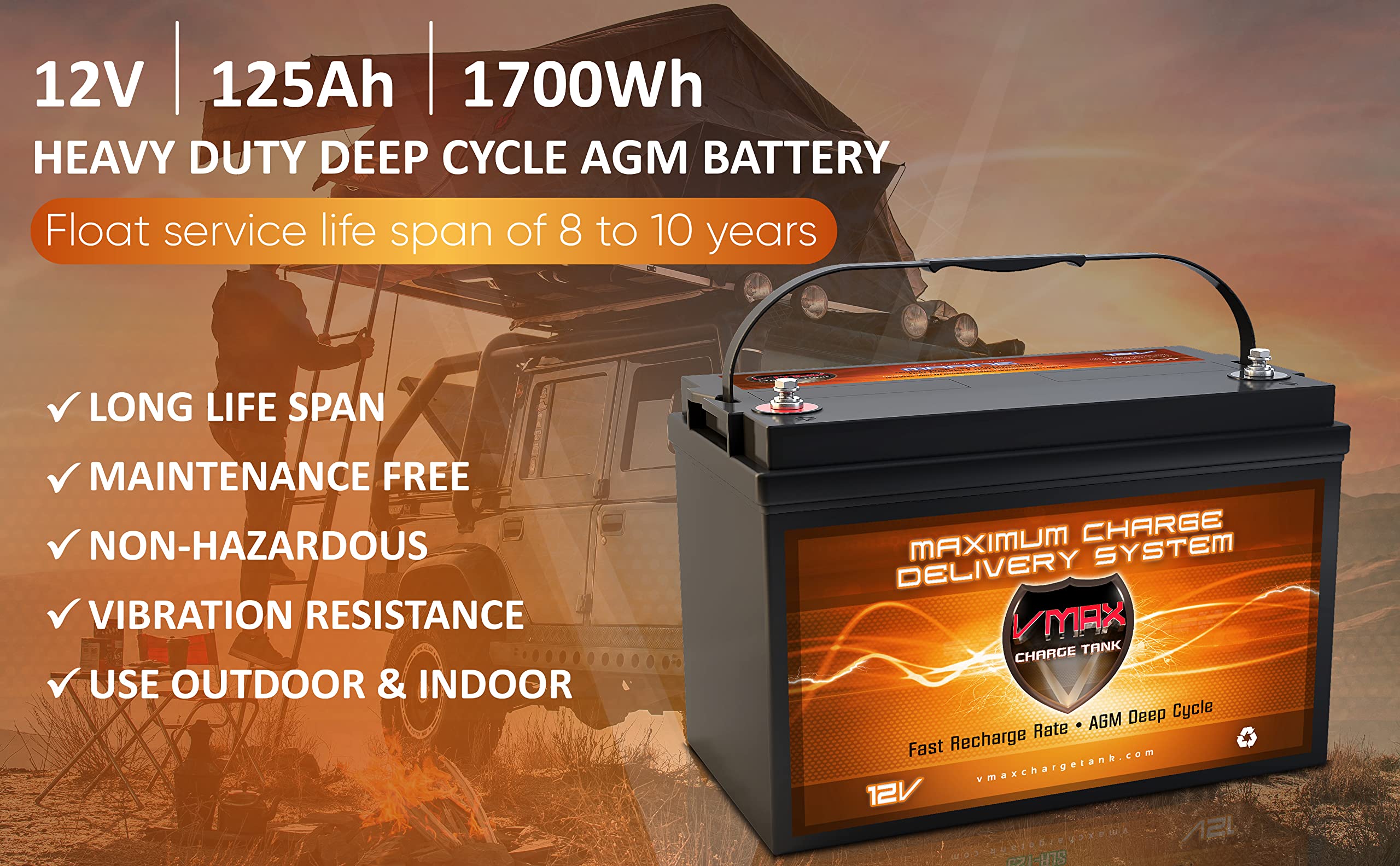 XGATML VMAX Solar VMAXSLR125-4 AGM Solar Battery (4 x SLR125 VMAX Batteries)