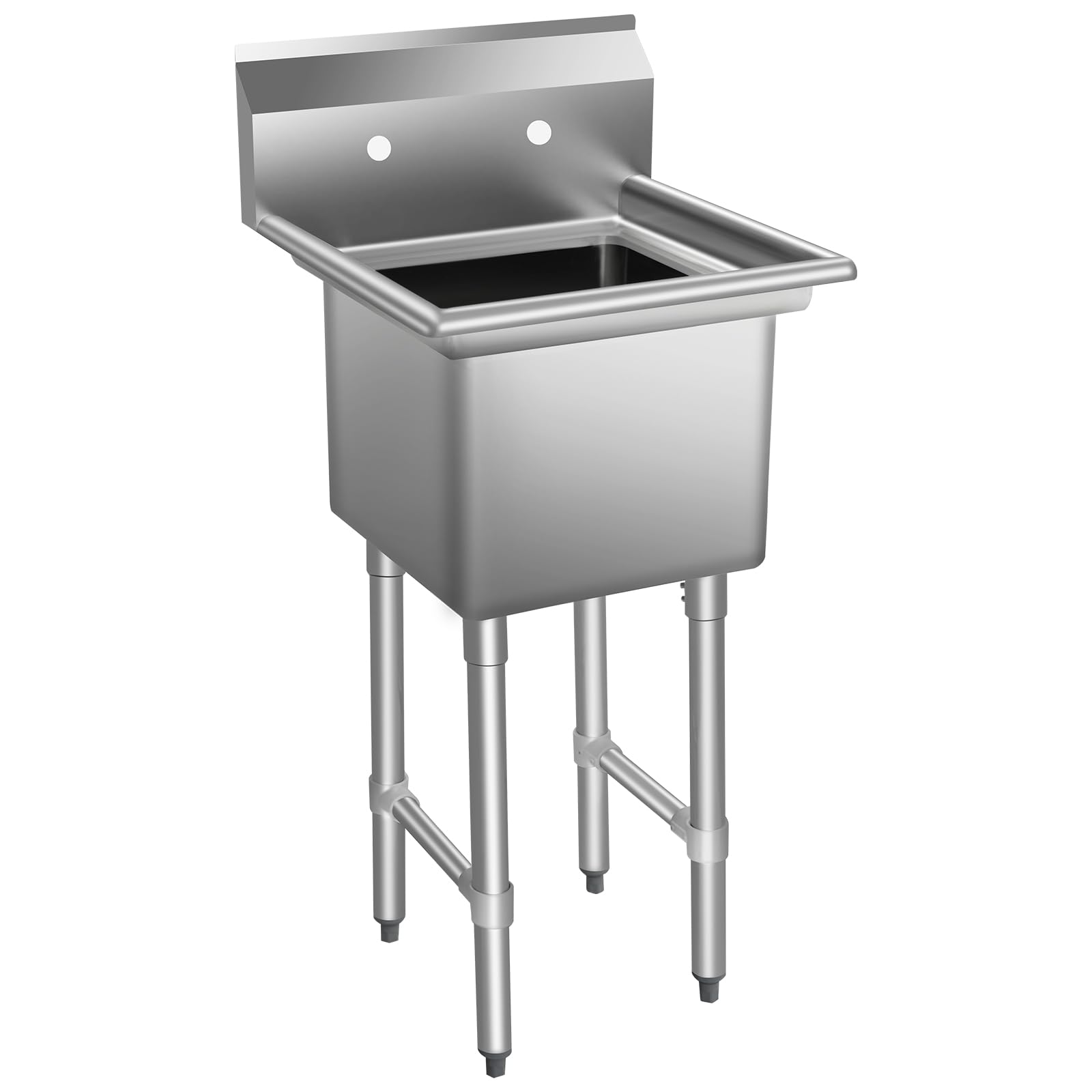 HARDURA Stainless Steel Commercial Compartment Sink With Freestanding Utility Kitchen Basin with 24" L X 24" W X 14" D Bowl For Restaurant, Kitchen & Garage