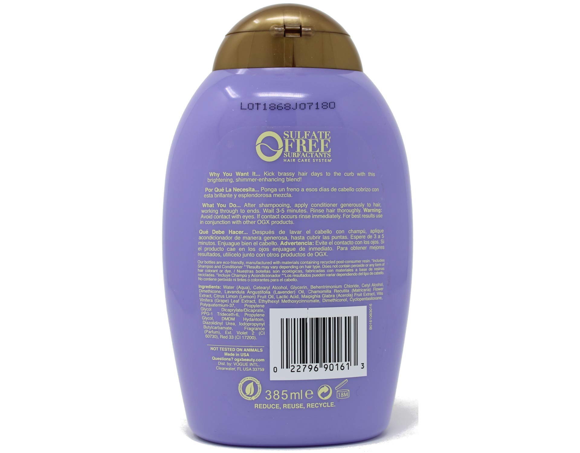 Ogx Conditioner Lavender Platinum Tone Reviving 13 Ounce (385ml) (3 Pack)