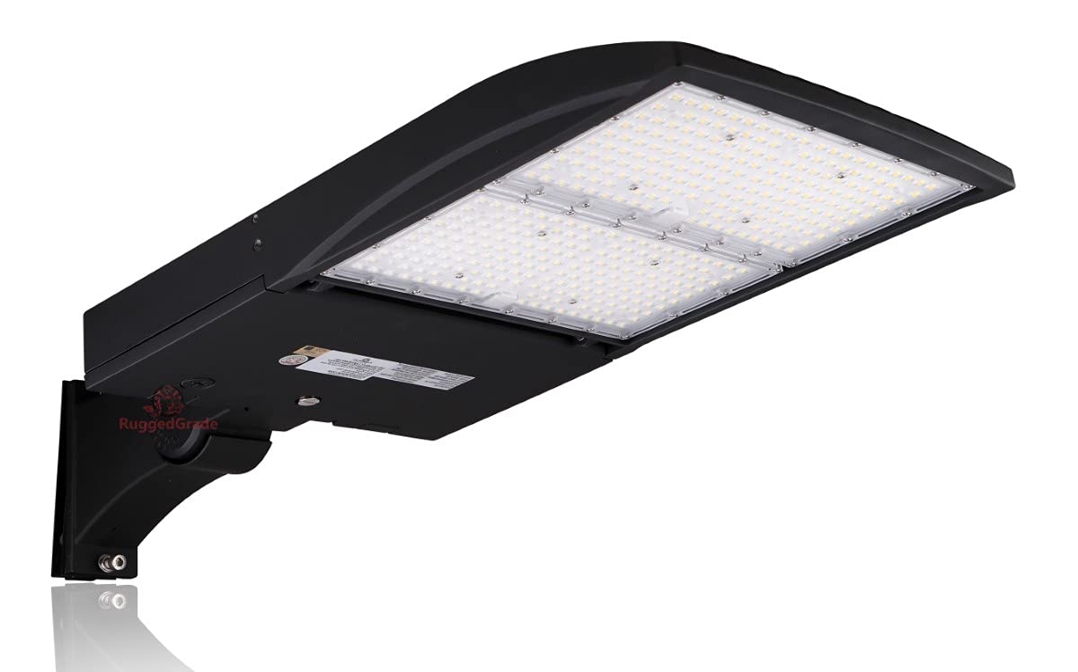 RuggedGrade 42,000 Lumen - 300 watt NextGen III LED Shoebox Lights - Dimmable - with Photocell -ARM Mount