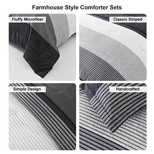 Yiran 7 Piece Black and White Comforter Set Queen Size Bed in A Bag Set with Sheets for Queen Bed - Luxury Bedding Sets for All Season - Comforter, Flat Sheet, Fitted Sheet, Pillow Shams, Pillowcases