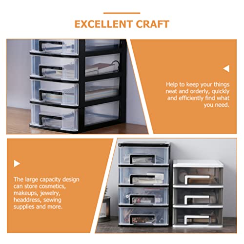 Tofficu 5 Drawer Storage Tower Plastic Storage Multifunctional Storage Cabinet with Clear Drawers Storage Case Organizer for Craft Stationary(Black)