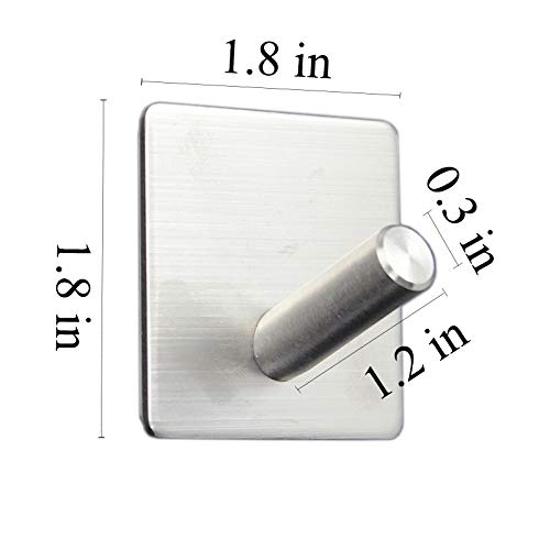 WILIFDOM Self Adhesive Hooks 6 Pack Towel Hook SUS 304 Stainless Steel Bathroom Kitchen Organizer Super Power Heavy Duty Wall Mount Coat Hanging Rack