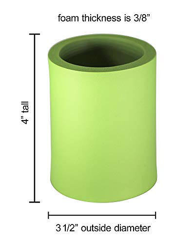 Pinnacle Mercantile Beer Can Coolers Thick Insulators Foam Non-Collapsible Lime Green Set 6
