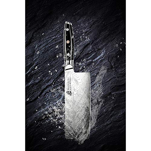 TUO Vegetable Meat Cleaver Knife - Chinese Chef's Knife 7-inch High Carbon Stainless Steel - Kitchen Knife with G10 Full Tang handle - Black Hawk-S Knives Including Gift Box