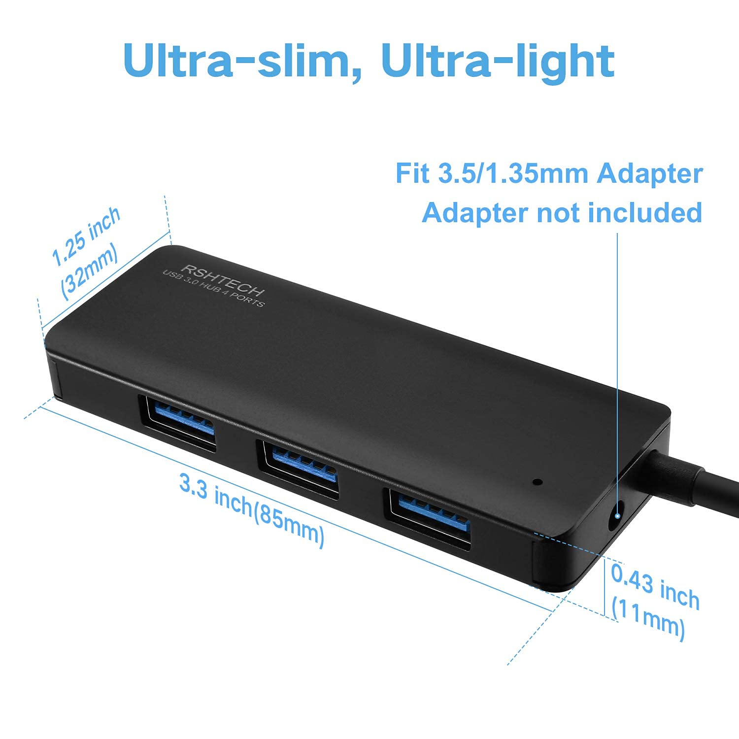 Rosonway 5 in 1 USB C Hub with 3 10Gbps USB 3.2 Data Ports, SD/TF Card Reader + Aluminum 4 Port Ultra Slim USB 3.0 Data Hub