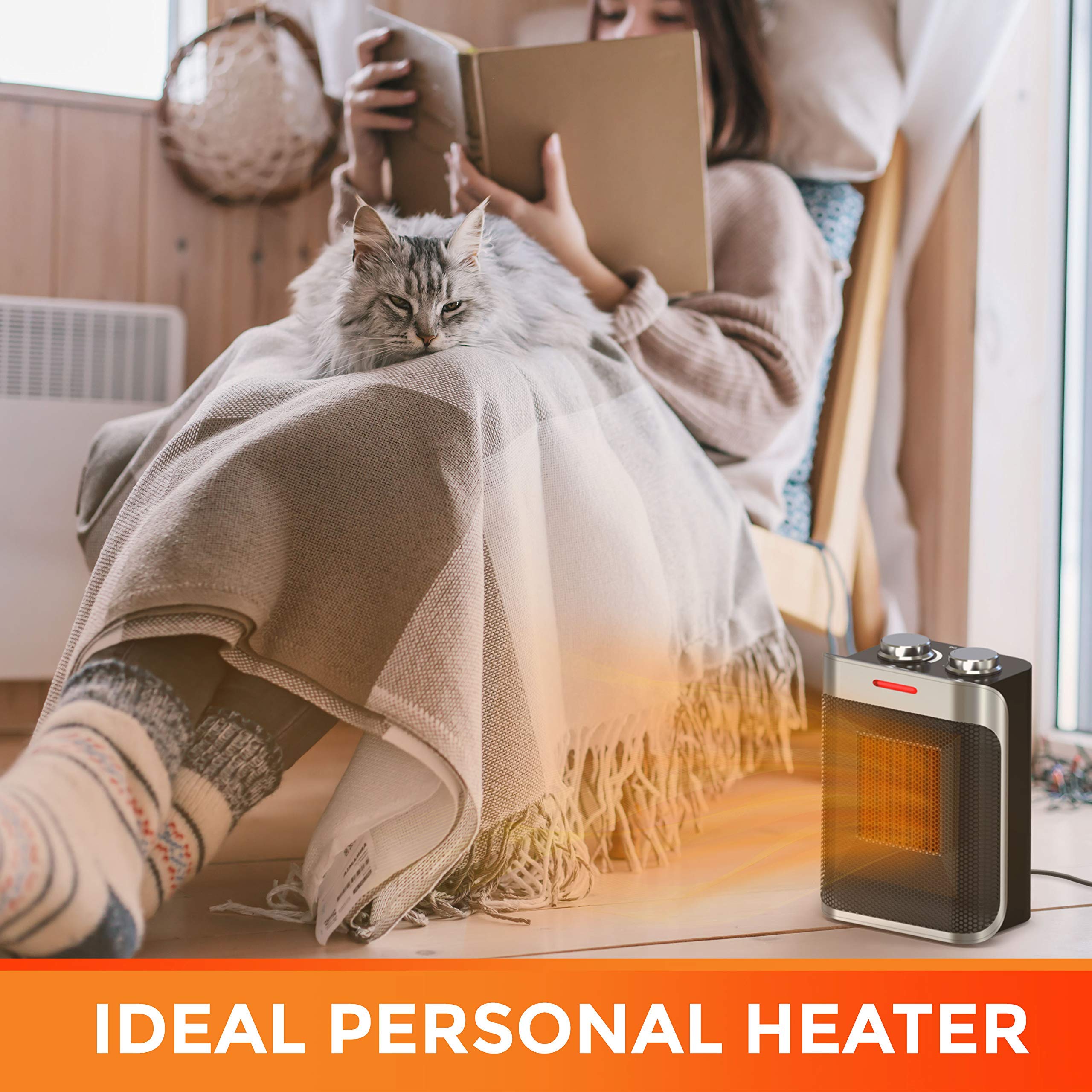 Mueller Portable Space Ceramic Heater 750W/1500W, High Output Fan, Adjustable Thermostat, with overheat/tip over protection for Home Bedroom or Office, ETL Certified