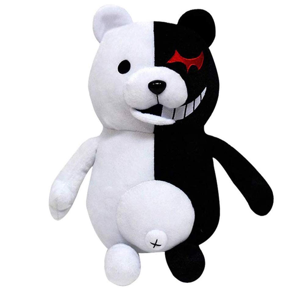 TIMSOPHIA Black White Bear Kids Monokuma Bear Plush Doll for Boys Girls Birthday Child Pillow Toy Home Decor Adornment(25cm)