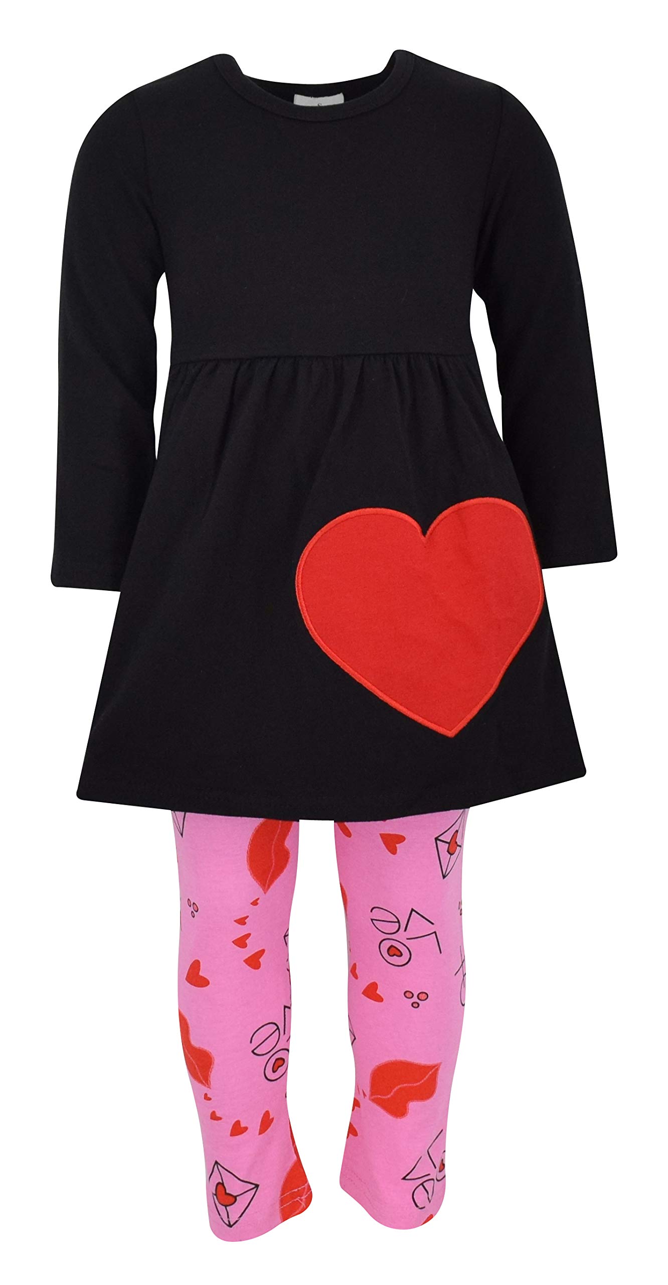 Unique Baby Girls Valentines Day Love Letters Toddler Outfit Legging Set (5 Years, Black)