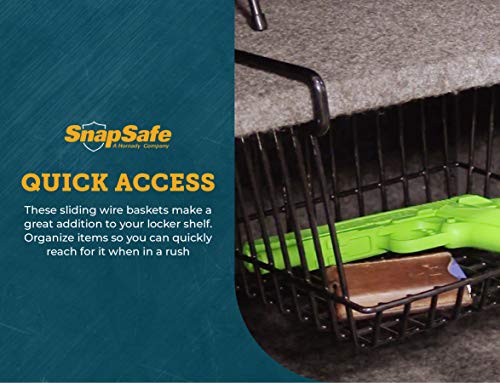 SnapSafe Hanging Shelf Large Basket, 76011 - Coated Wire Basket Maximizes Storage for Documents, Gun Accessories, & Ammo - Easy Access Under Shelf Storage for Gun Safes - Holds Up to 40 Pounds