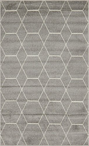 Unique Loom Trellis Frieze Collection Area Rug - Geometric (5' 1" x 8', Light Gray/ Ivory)