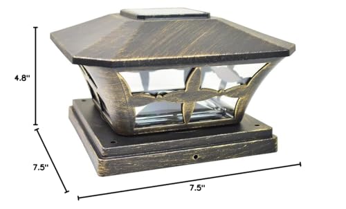 iGlow 8 Pack Vintage Bronze Garden 6 x 6 Solar SMD LED Post Deck Cap Square Fence Light Landscape Lamp PVC Vinyl Wood