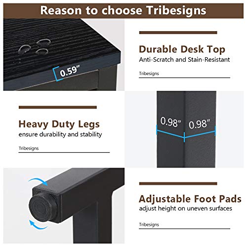 Tribesigns Computer Desk with 4-Tier Storage Shelves, 60 inch Modern Large Office Desk Computer Table Studying Writing Desk Workstation with Bookshelf and Tower Shelf for Home Office (Black)