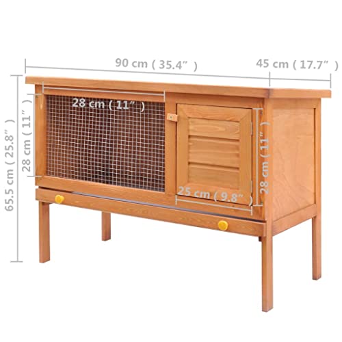 vidaXL Rabbit Hutch, Bunny Cage with Pull Out Tray, Rabbit Enclosure for Indoor and Outdoor, Pet House for Small Animals, Solid Pine Wood