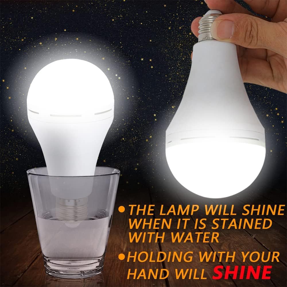 garageangle 4Pack Rechargeable Emergency 15W LED Light Bulb,Battery LED Bulbs Light 150W Equivalent for Power Outage Camping Outdoor Activity Hurricane 6000K E26 Base Emergency Lighting Bulb