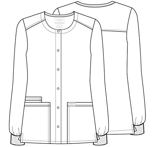 Snap Front Scrub Jackets for Women, Workwear Professionals Soft Stretch WW340, M, Black
