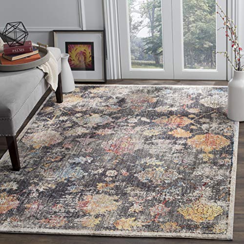 SAFAVIEH Bristol Collection 7' Square Grey/Multi BTL445H Boho Chic Distressed Area Rug