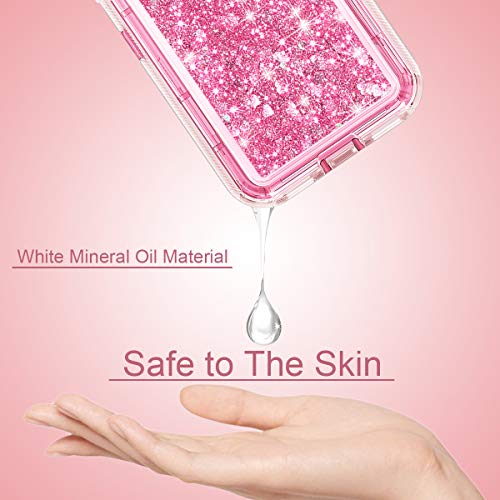 WOLLONY for iPhone 11 Case Glitter, Heavy Duty Girly Liquid Bling Quicksand 3 in 1 Hybrid Impact Resistant Shockproof Hard Bumper Soft Clear Rubber Protective Cover for iPhone 11 6.1inch Pink