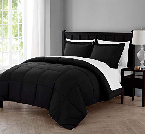 VCNY Home - Queen Bed in a Bag, Reversible 7-Piece Bedding Set, Stylish Room Decor (Lincoln Black/White, Queen)