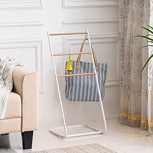 YOUDENOVA Blanket Ladder, Pool Towel Rack,Decorative 3 Tiers Towel Blanket Ladder Rack for Living Room, Towel Ladder Holder for Bathroom, White