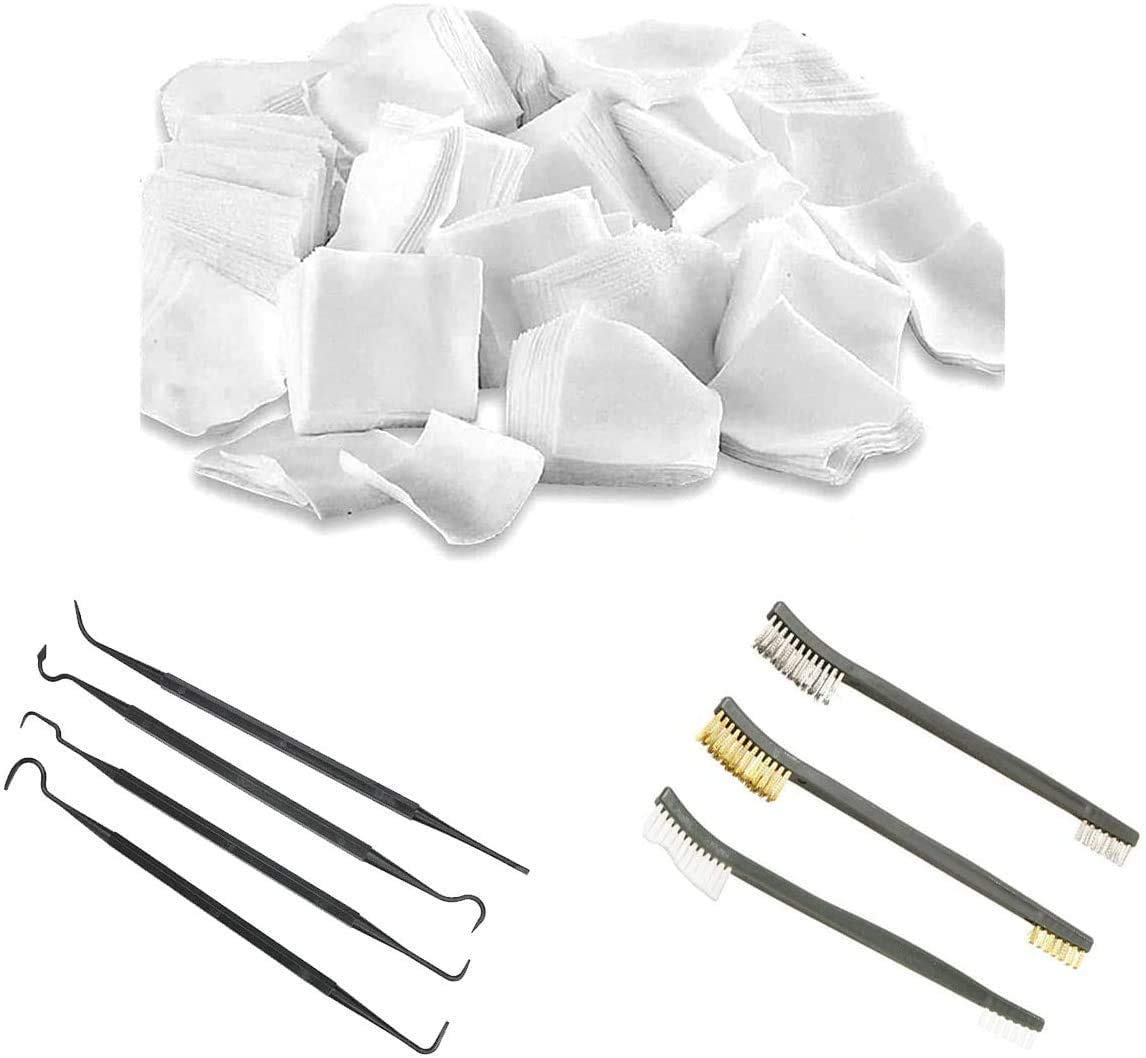 GOTICAL Combo of 3 - Gun Cleaning Patch.38-.45 Caliber/.410-20-gauge Caliber (500 Pieces) with 4pcs Nylon Pick Set and 3pcs/Set Brush Cleaning Kit for Hunting…