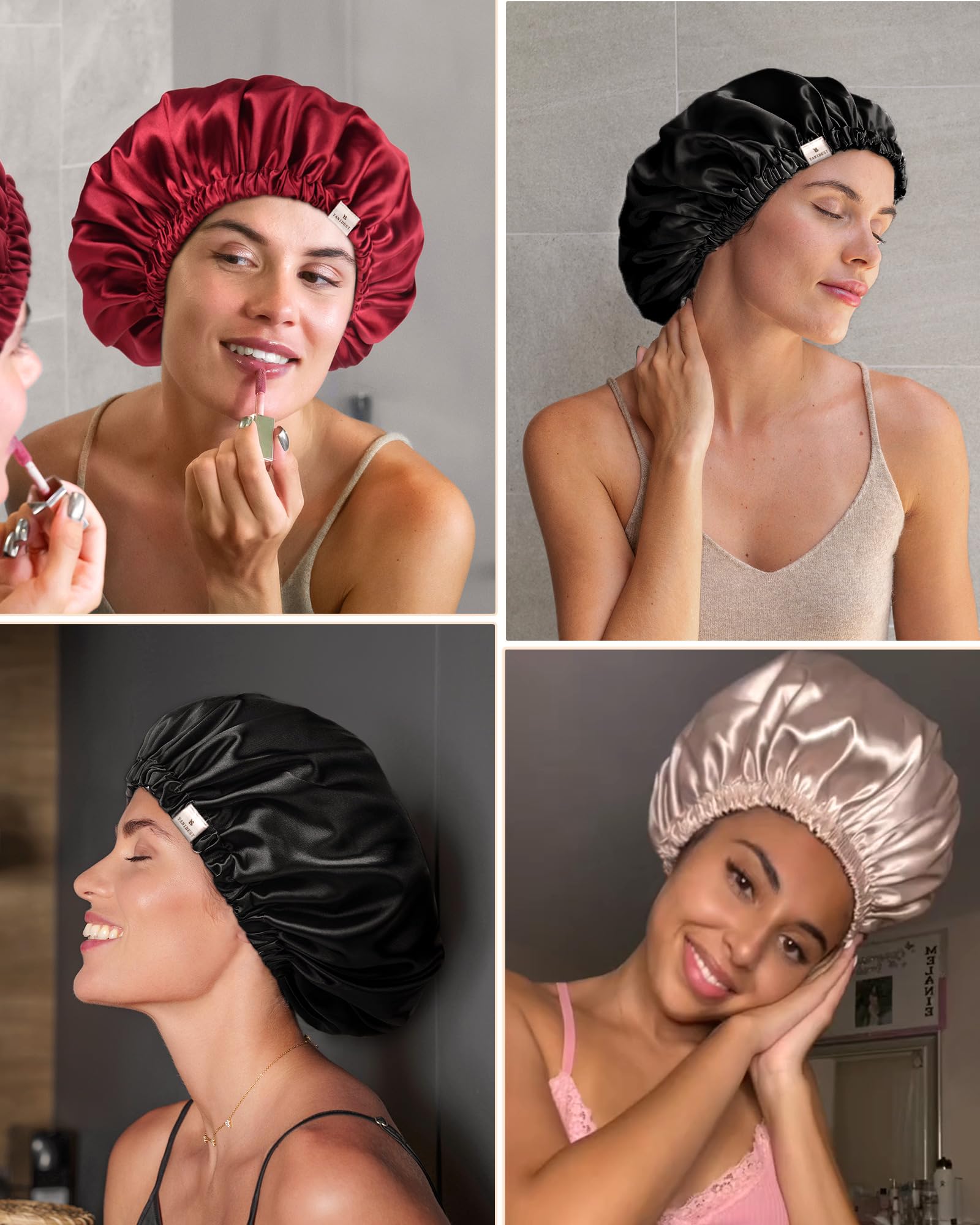 YANIBEST Satin Bonnet for Sleeping, Hair Bonnets for Women and Men, Double Layer Ajustable Silky Bonnet for Curly Braids Hair