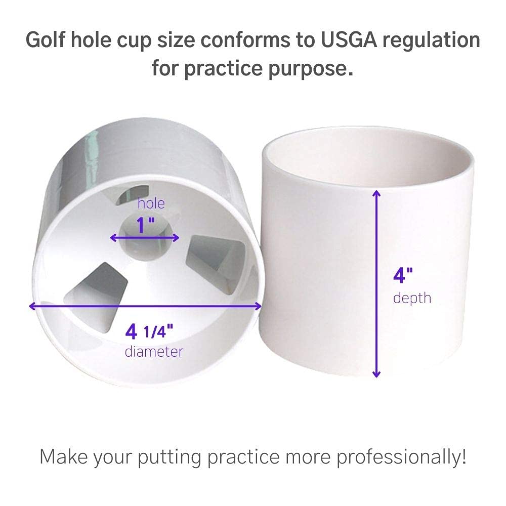 GOTAYA 4pcs Golf Hole Cups for Practice Putting Chipping Green Backyard Yard | 4β Depth Fit USGA LPGA PGA Regulations | White Plastic ABS Outdoor Indoor Cup