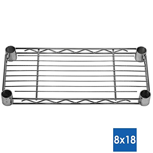 Shelving Inc. 8" d x 18" w x 96" h Chrome Wire Shelving with 4 Tier Shelves, Weight Capacity 800lbs Per Shelf